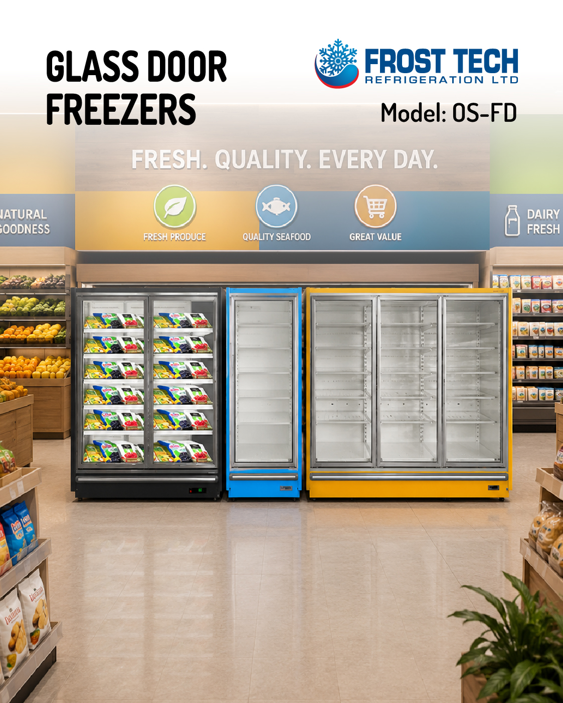 Glass Door Freezer - Model: OS-FD - Frost Tech Refrigeration